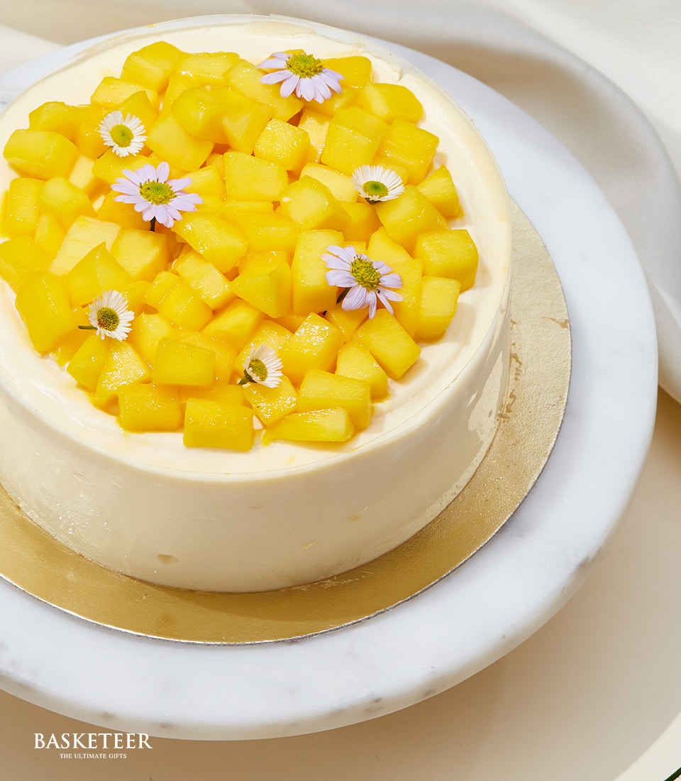 Floral Mango Mousse Cake - Basketeer - The Art Of Giving