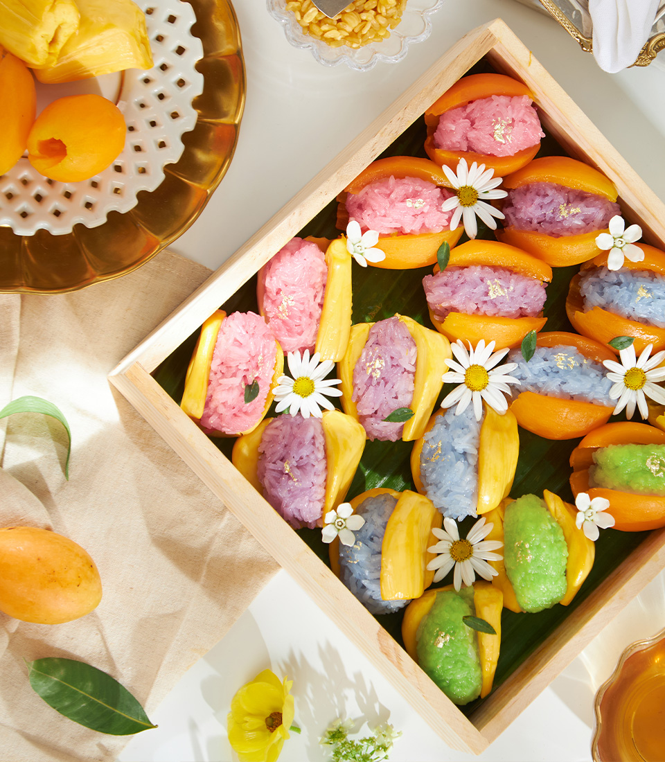 Exotic Summer Fruit with Rainbow Sticky Rice Box - Basketeer - The Art ...